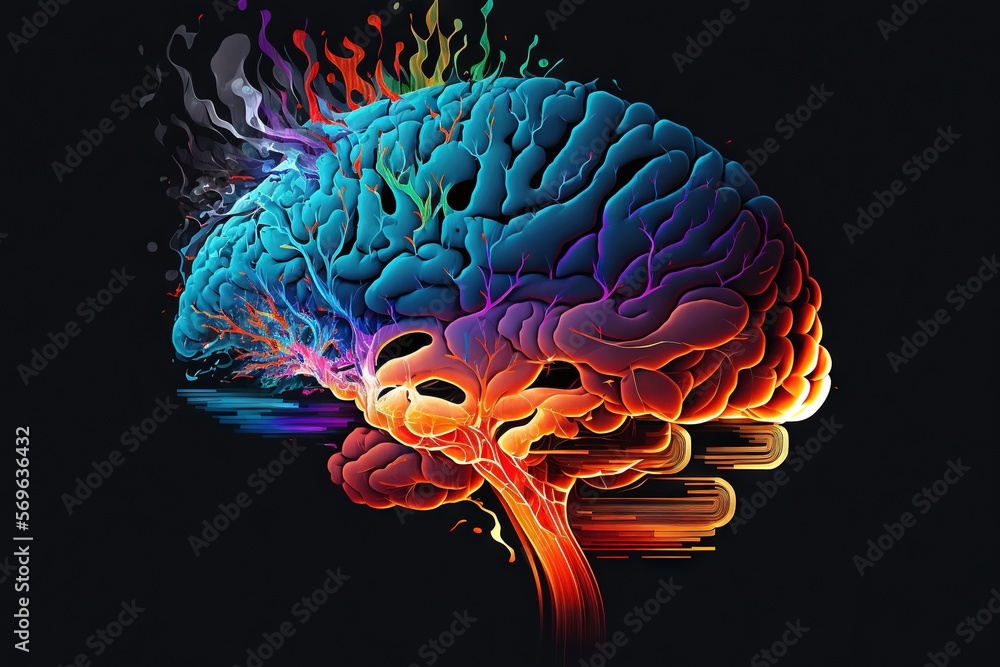a computer generated image of a human brain with colored smoke coming ...