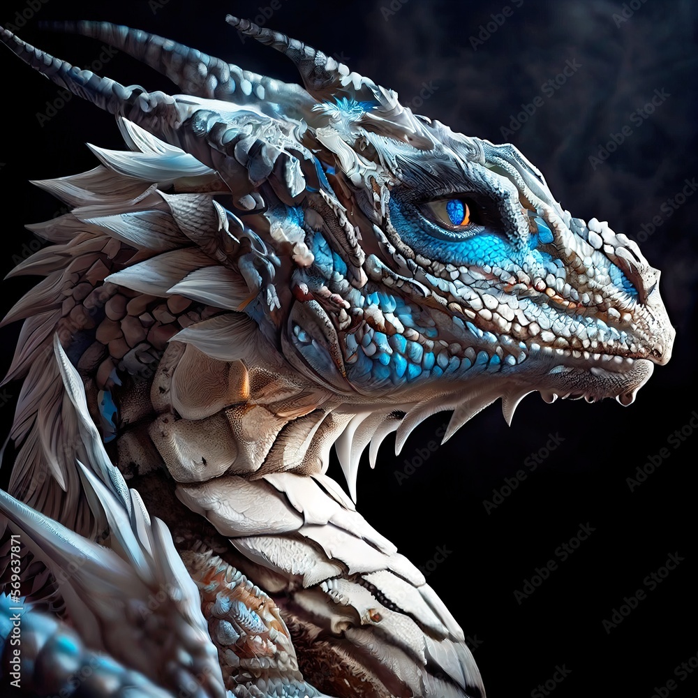 Ilustrace „Portrait of a beautiful formidable legendary dragon. Image ...