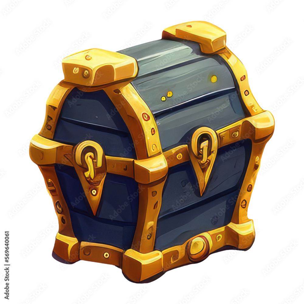 Simple fantasy Treasure Chest, 2d stylized game asset. Stock ...