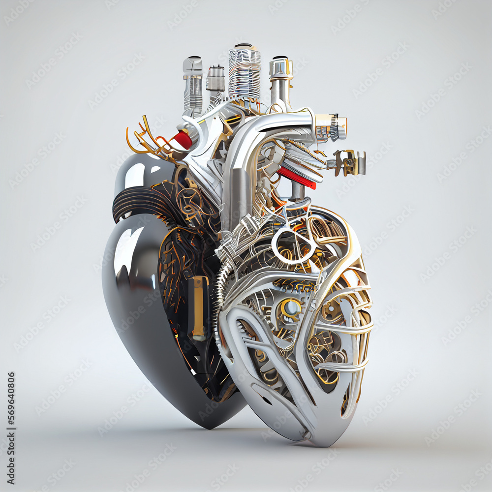 Human heart, mechanical, engine, technology, industrial, generative AI ...