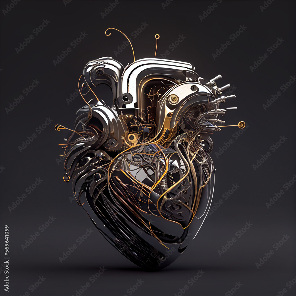 Human heart, mechanical, engine, technology, industrial, generative AI ...