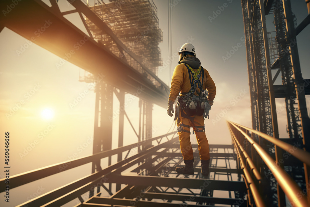 construction engineer worker at heights,architecture sci-fi ...