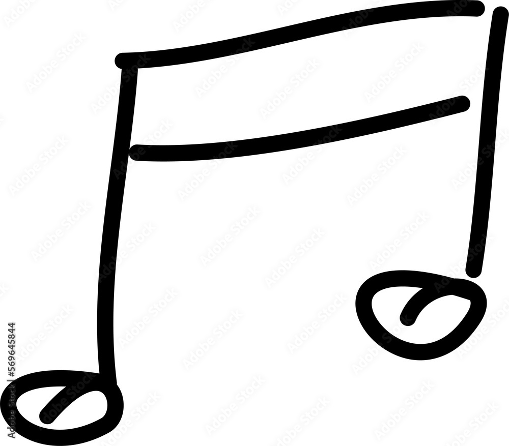 Note Musical symbol Doodle style. Sketch Hand drawn black outline ...