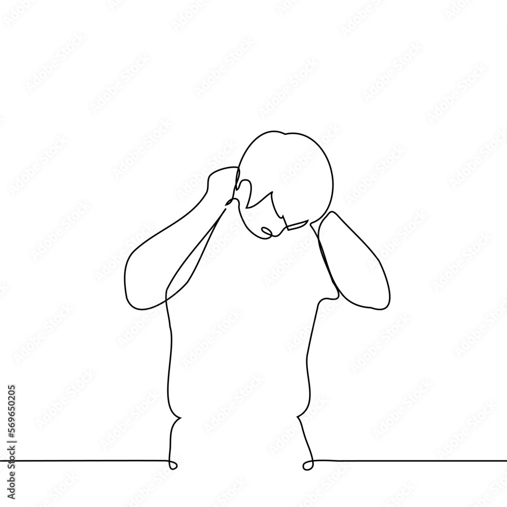 man lowered his head and massaged the back of his neck - one line ...