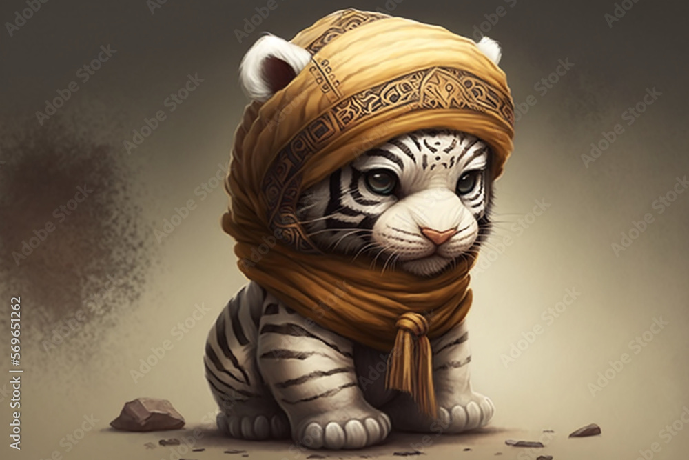 Chibi Tiger's Happy Adventure: A Detailed Digital Painting Stock ...