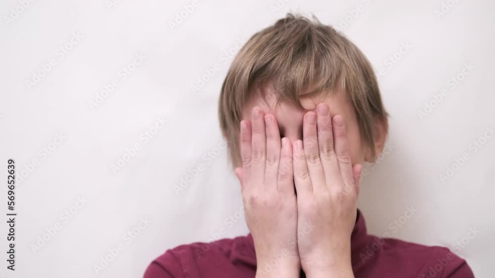 Depressed and despair young preteen teenage boy. Young sad teenager boy ...