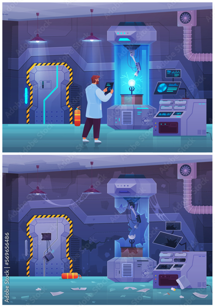 Scientist in lab conducts experiment. Study of technology with ...