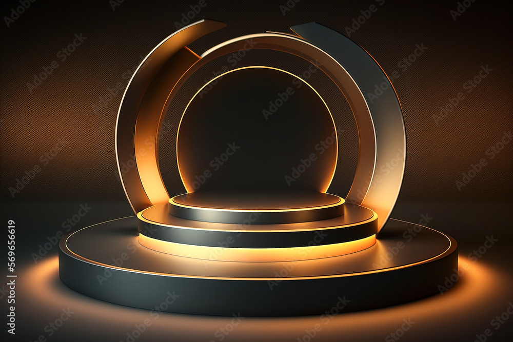 3d stage with circular mezzanine for product presentation or main ...
