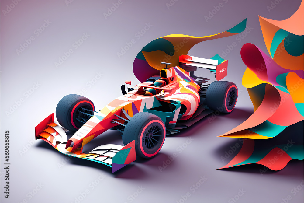 abstract art wallpaper of a very colorful formula 1 car ilustración de ...