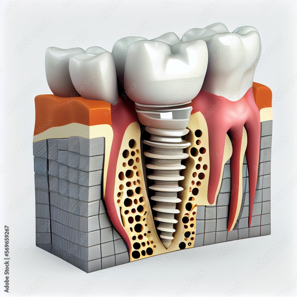 Anatomy of healthy teeth and tooth dental implant in human dentura, AI ...