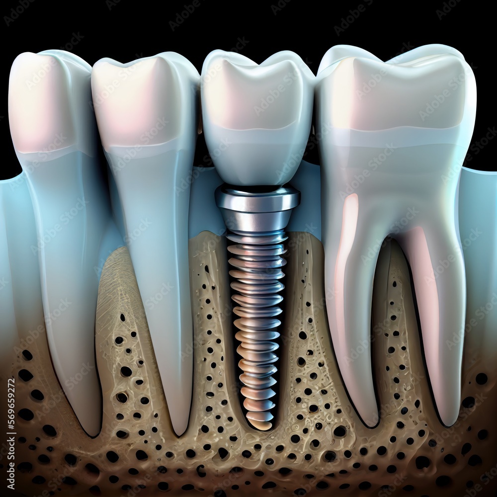 Anatomy of healthy teeth and tooth dental implant in human dentura, AI ...