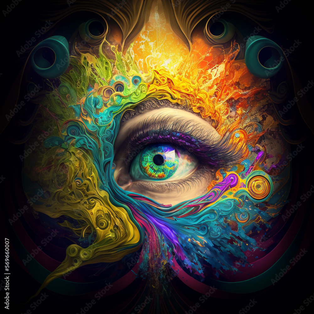 Abstract illustration of all seeing human eye created with Generative ...