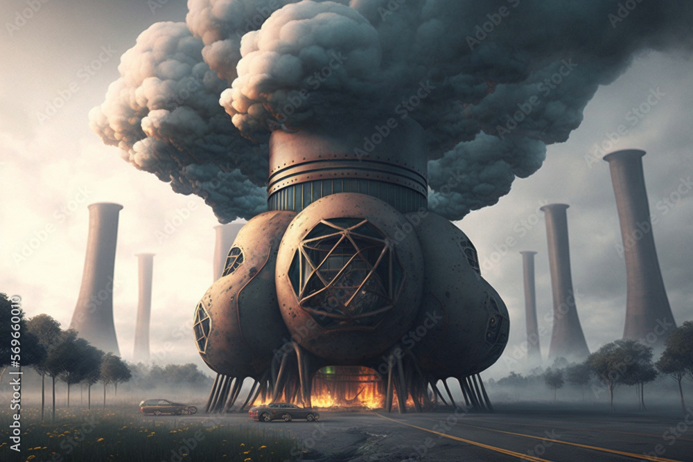 Air pollution concept, illustration with a realistic idea. AI generated ...