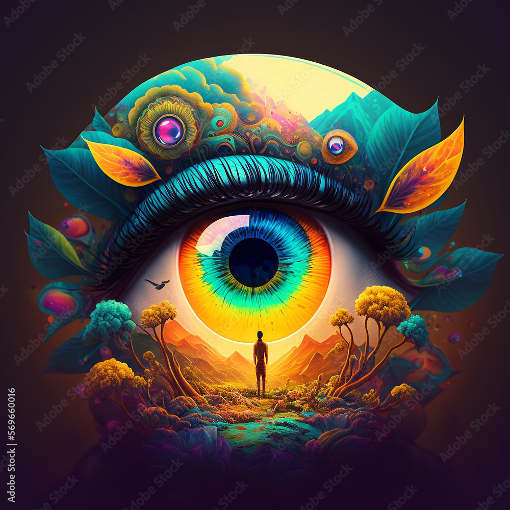 Abstract illustration of all seeing human eye created with Generative ...