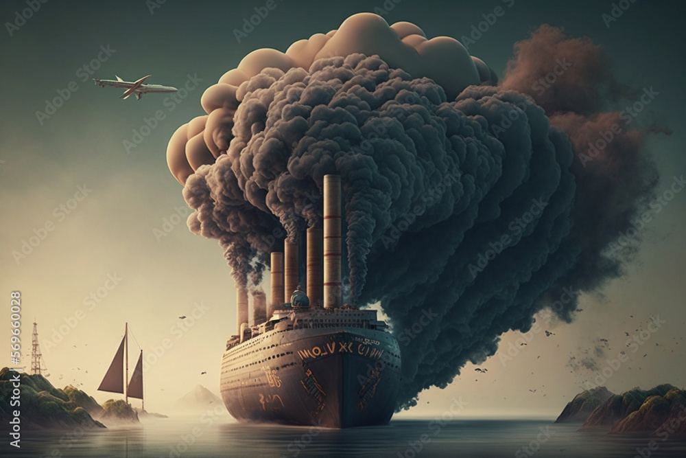 Air pollution concept, illustration with a realistic idea. AI generated ...