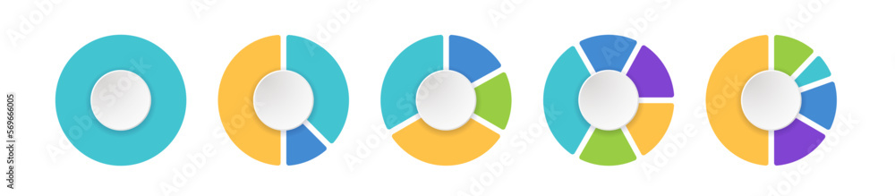 Pie charts or circle graphs with data in proportionate circular ...