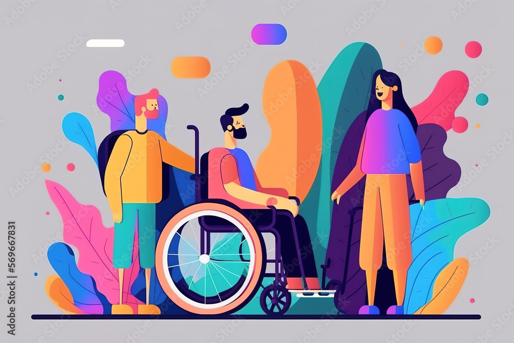 Colorful banner of disability and inclusion. Accessibility. Flat design ...