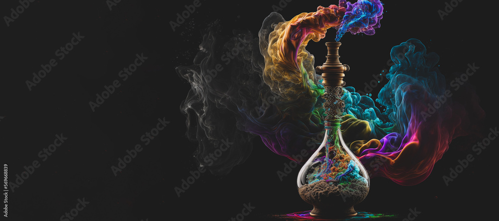 Colorful marijuana smoke pouring out of a bong or water pipe ...