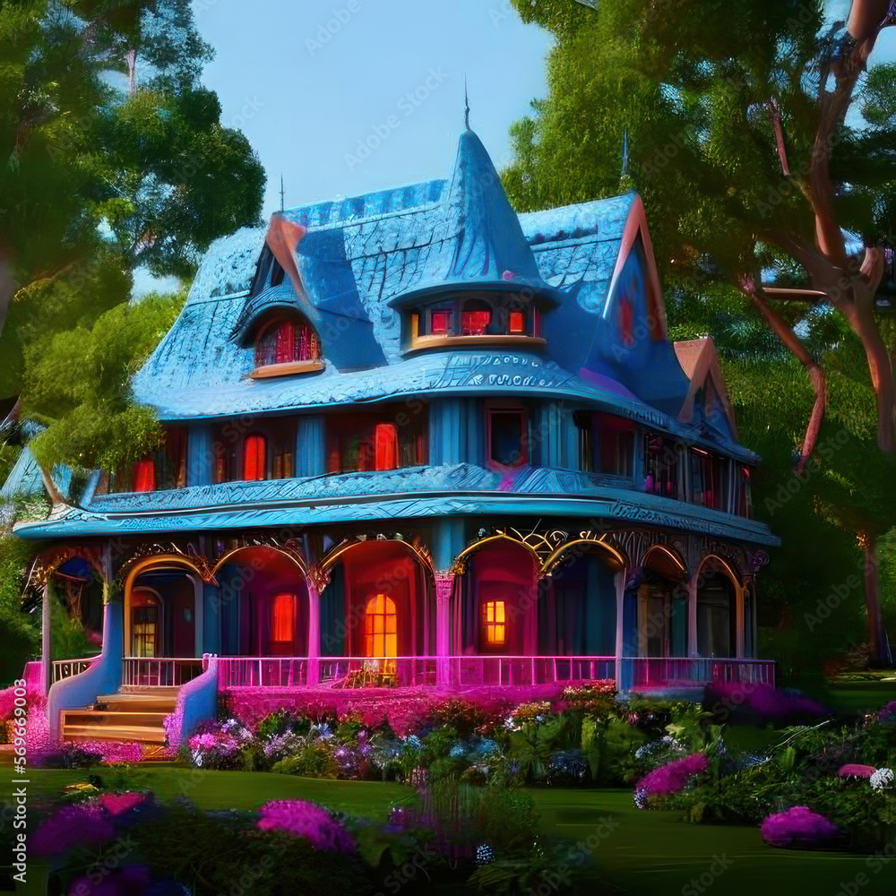 Magical mansion in the forest, fantasy style. AI generated. ilustração ...