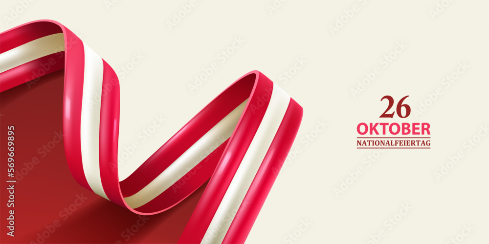 Austria national day, 26 Oktober, nationalfeiertag, bent waving ribbon ...