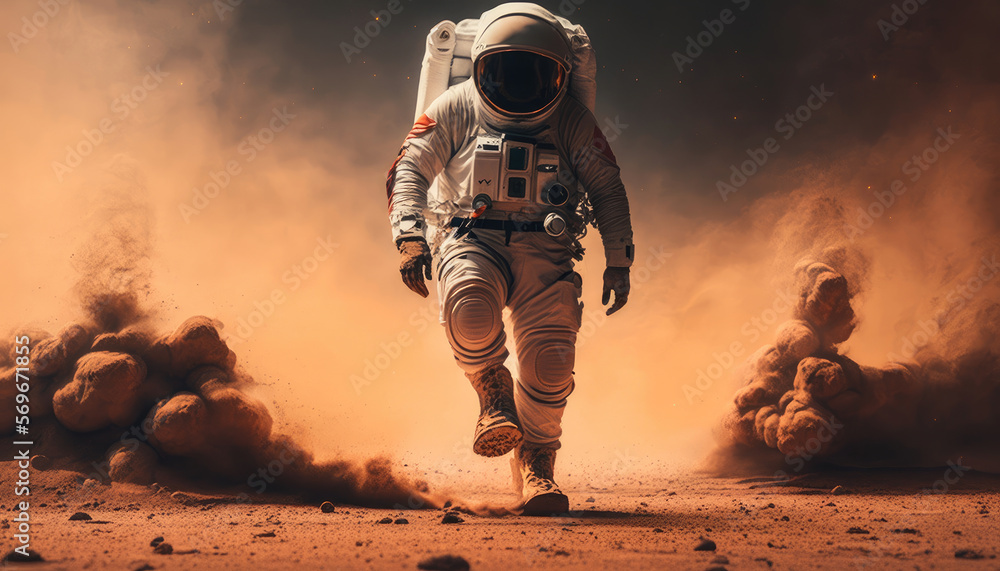 Astronauts first steps on Mars concept art, Generative AI Stock ... Astronauts first steps on Mars concept art, Generative AI Stock ...