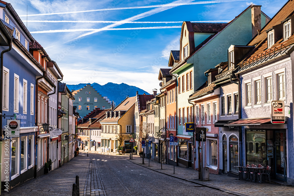 Murnau am Staffelsee, Germany - January 6: historic buildings at the ...