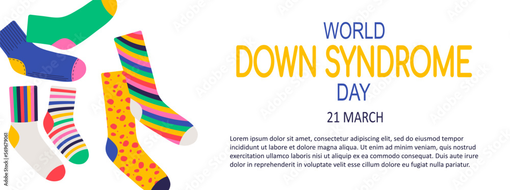 World down syndrome day background with colorful socks. Yellow and blue ...