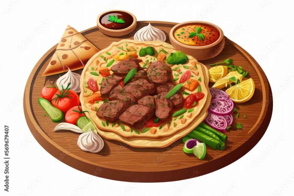 Turkish and Arabic Traditional Ramadan Mix Vali Kebab Plate inside ...