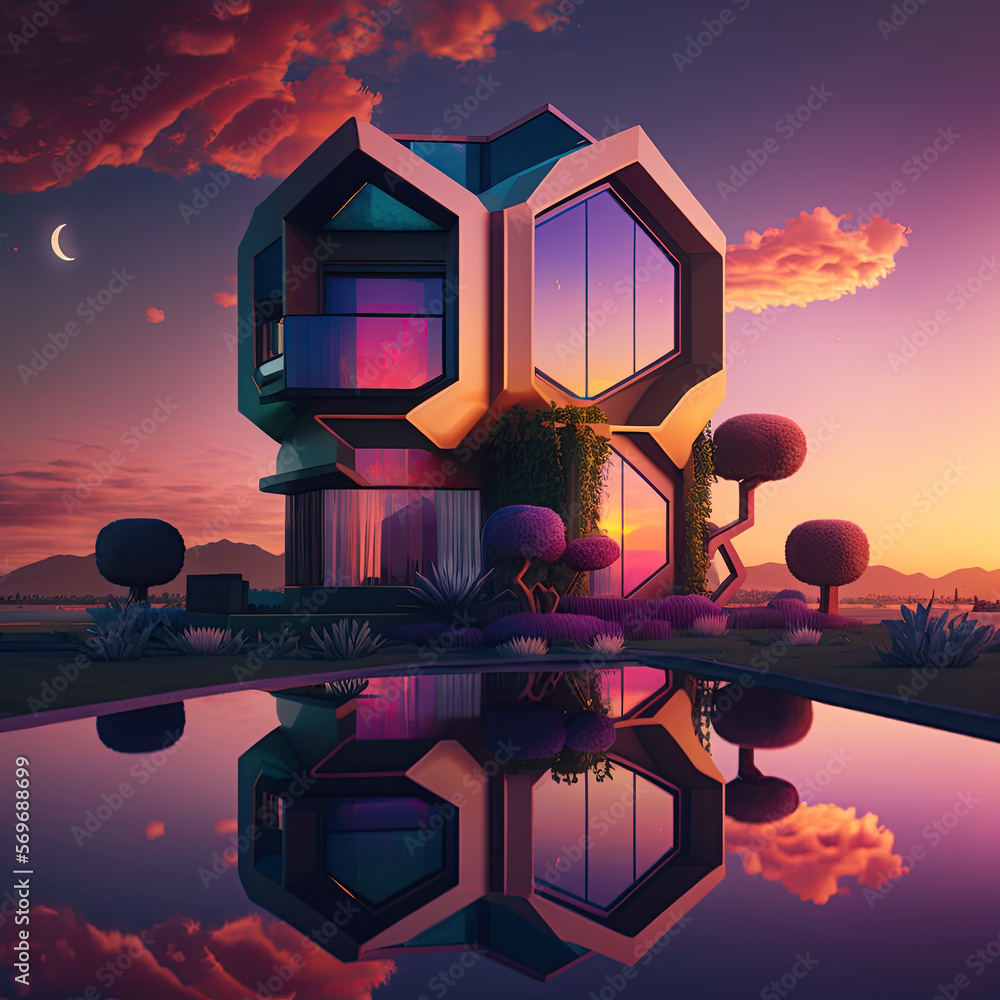 Playful surreal architecture. Super modern extravagant house ...