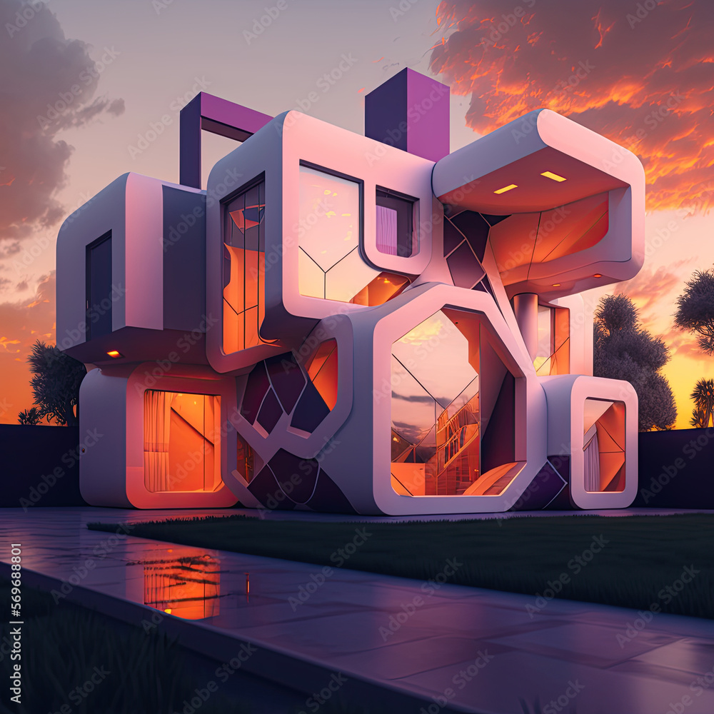 Playful surreal architecture. Super modern extravagant house ...