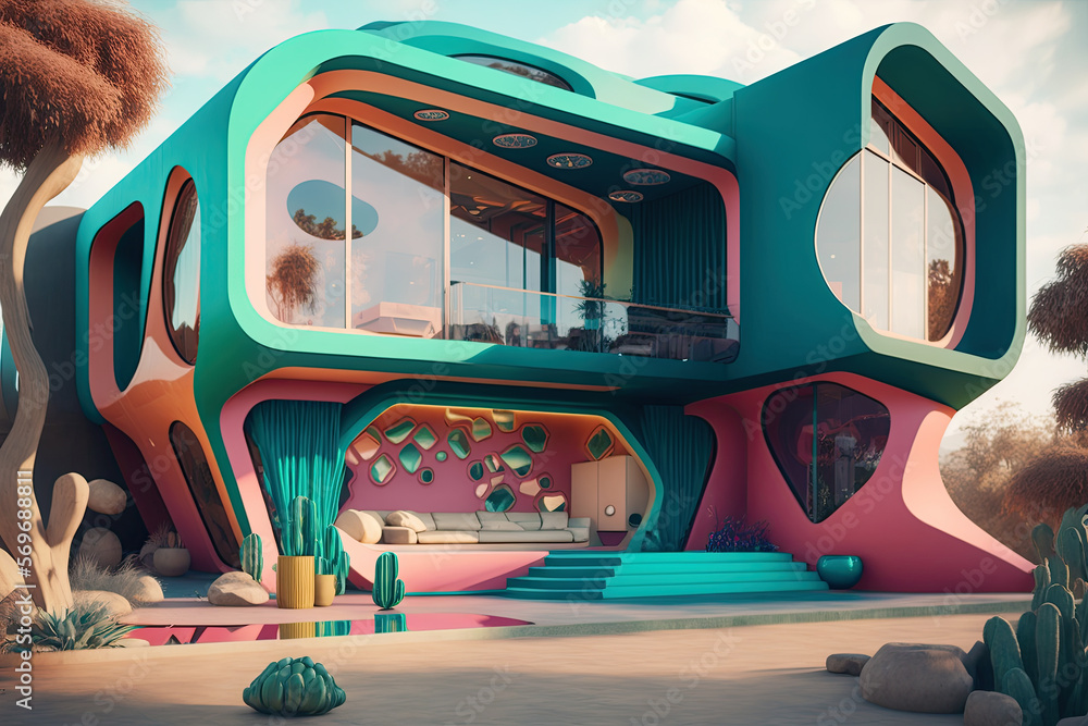 Playful surreal architecture. Super modern extravagant house ...