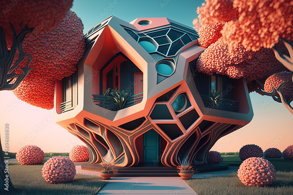 Playful surreal architecture. Super modern extravagant house ...