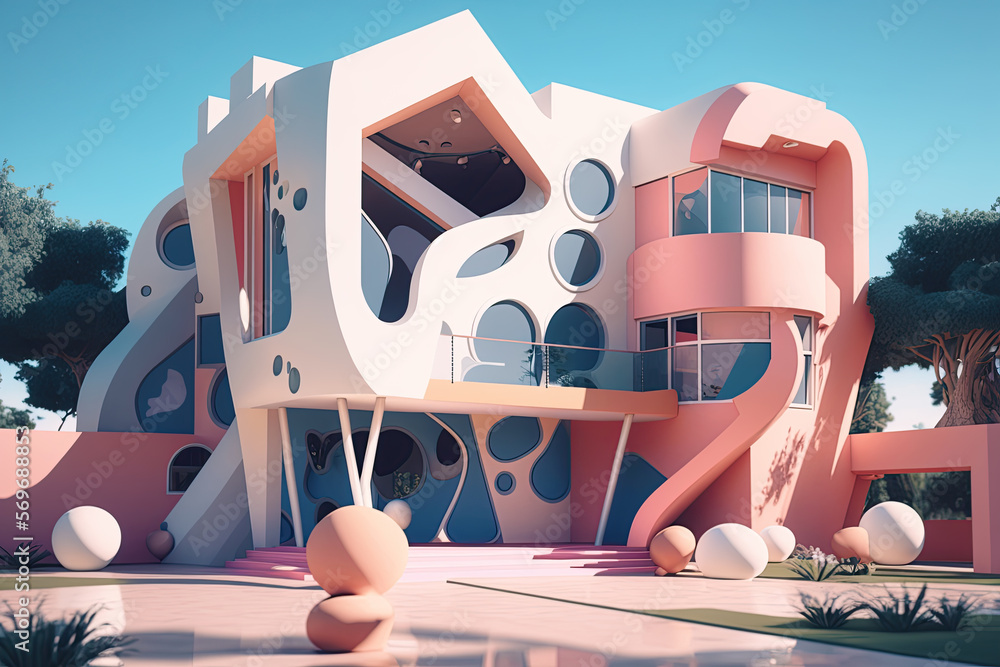Playful surreal architecture. Super modern extravagant house ...
