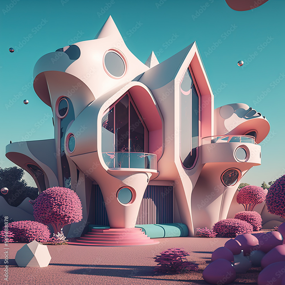 Playful surreal architecture. Super modern extravagant house ...