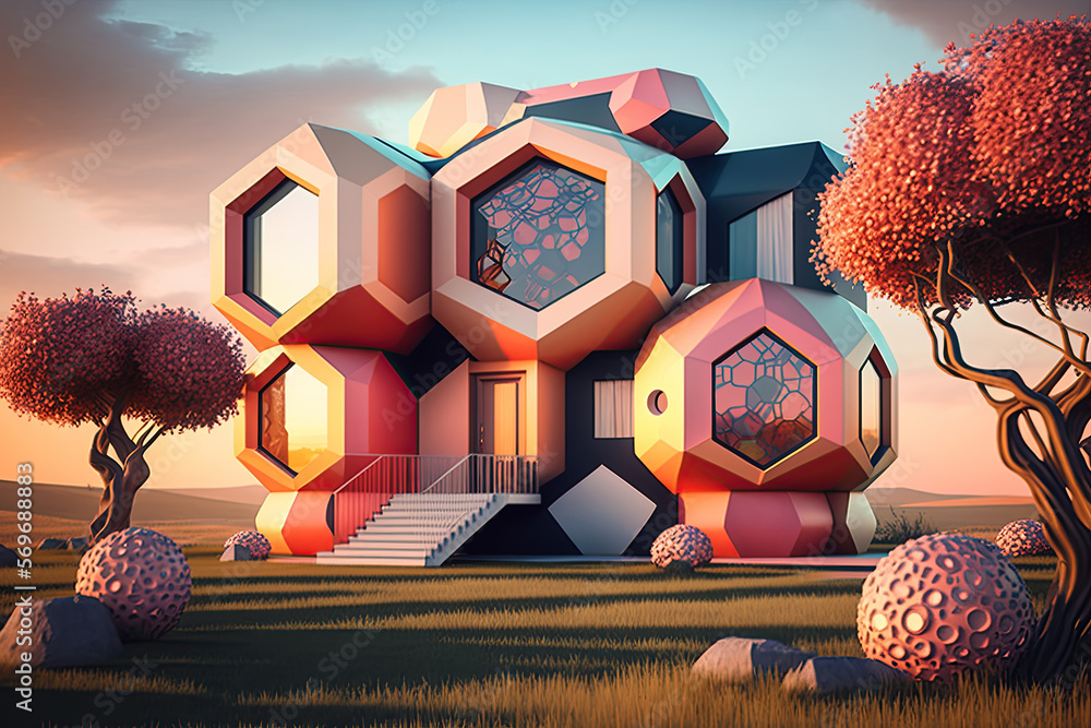 Playful surreal architecture. Super modern extravagant house ...