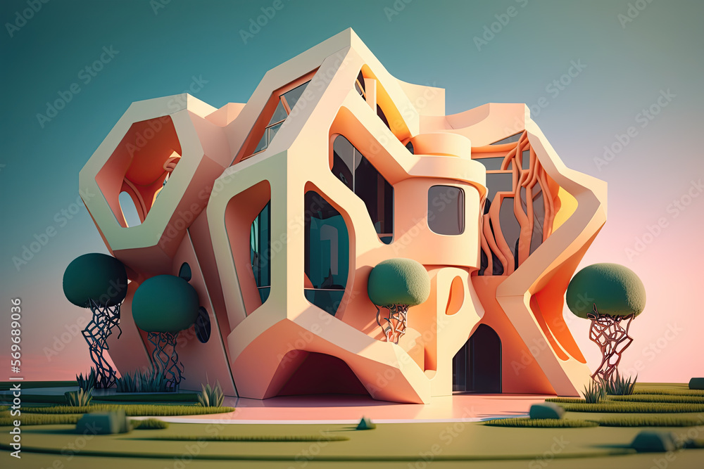 Playful surreal architecture. Super modern extravagant house ...