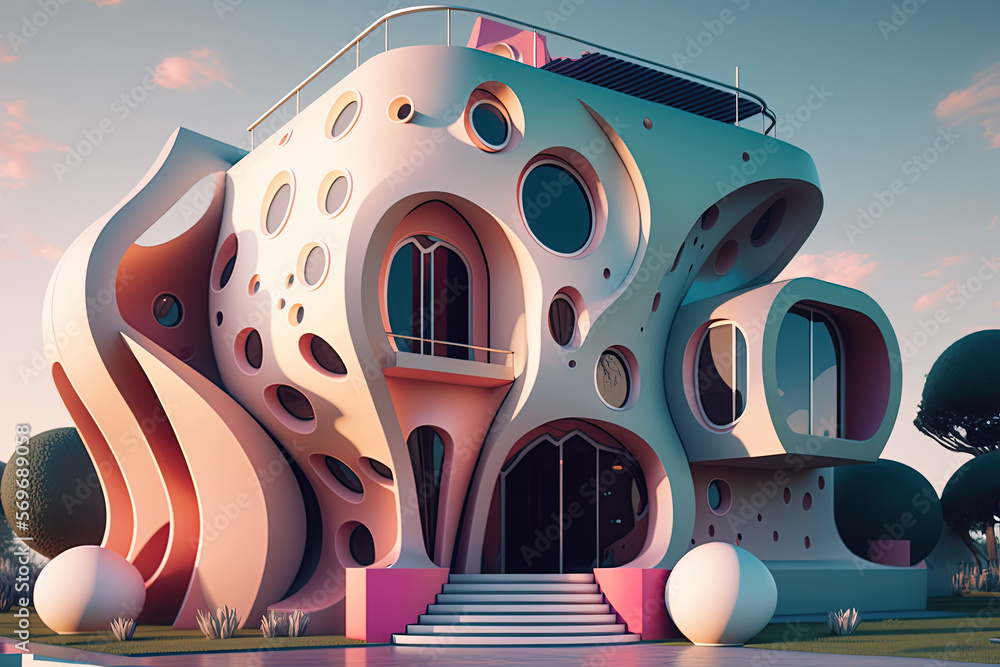Playful surreal architecture. Super modern extravagant house ...