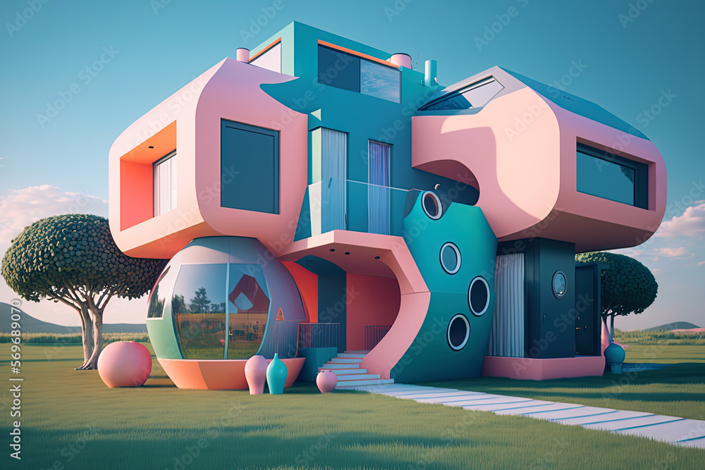 Playful surreal architecture. Super modern extravagant house ...