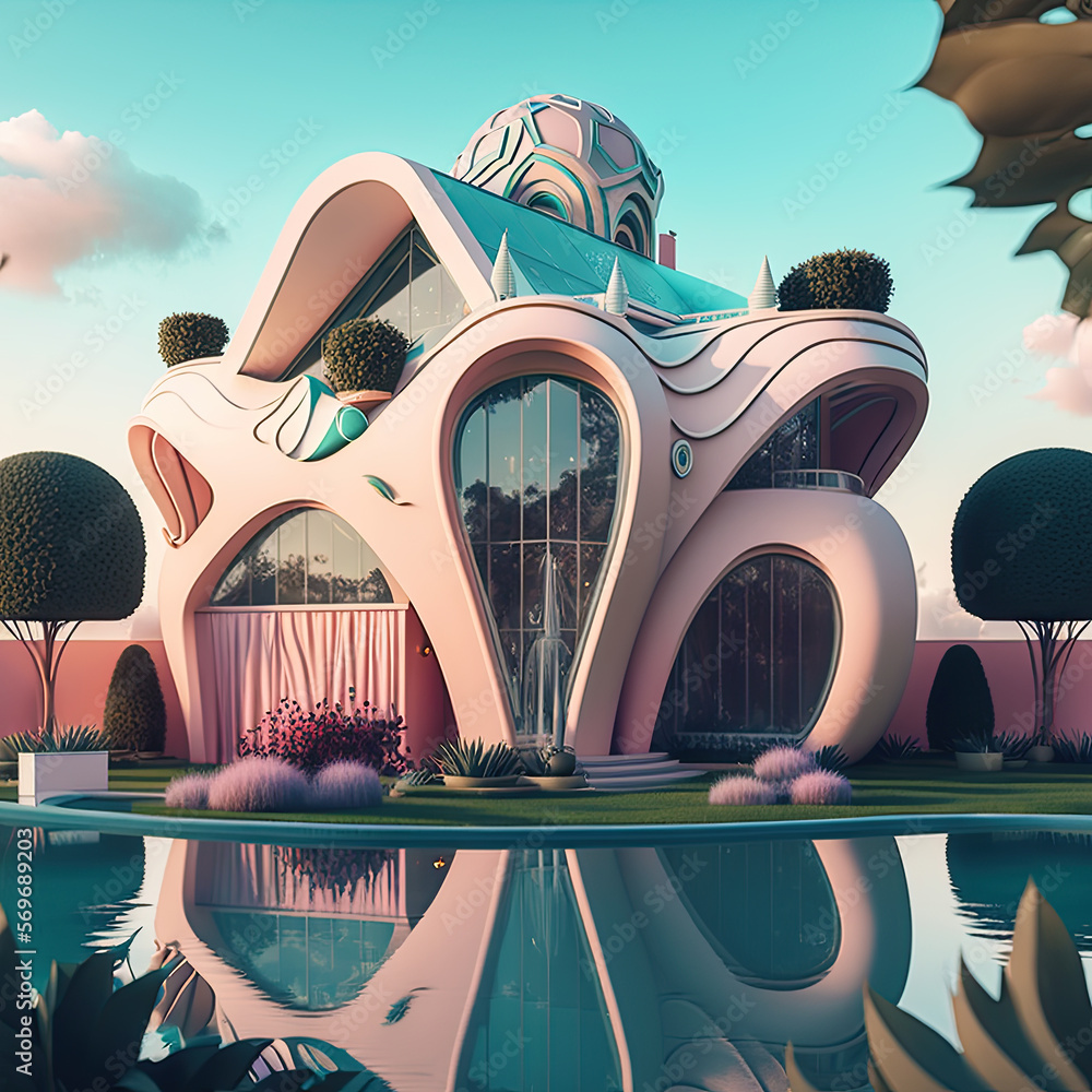 Playful surreal architecture. Super modern extravagant house ...