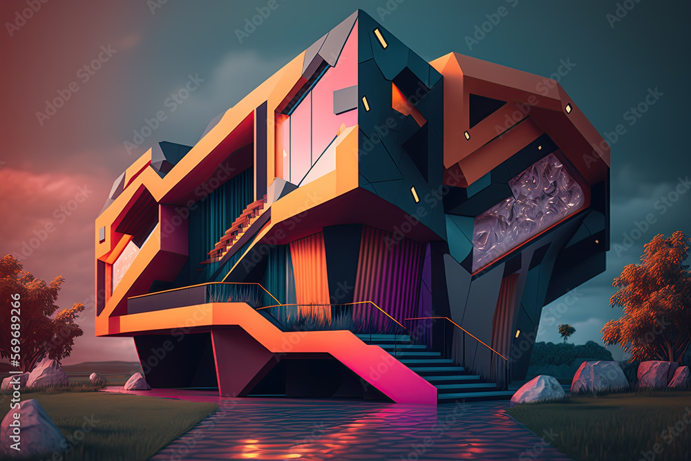 Playful surreal architecture. Super modern extravagant house ...
