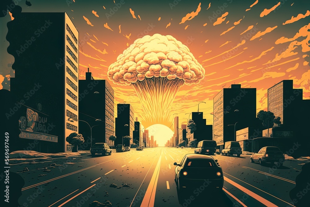 Photograph shows automobiles speeding down a paved road approaching a ...