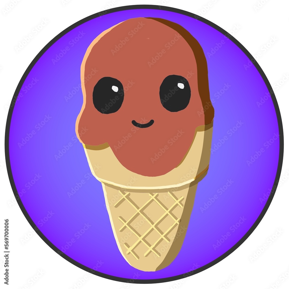 Brown color ice cream cone kawaii style cartoon Stock Illustration ...