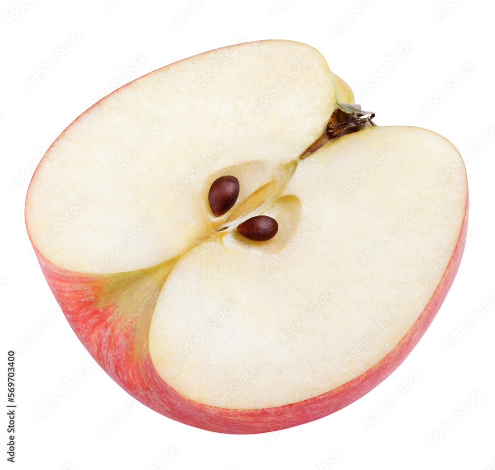 Ripe red apple half fruit isolated on transparent background. Half of ...