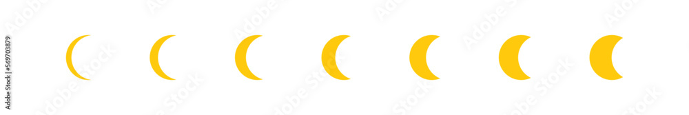 Moon icon. Crescent symbol. Night signs. Moonlight symbols. Astrology ...