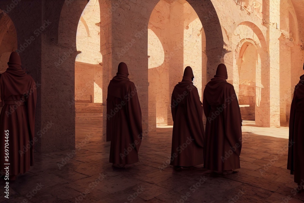 Ilustração do Stock: Medieval monks of the Byzantine Empire. A ...