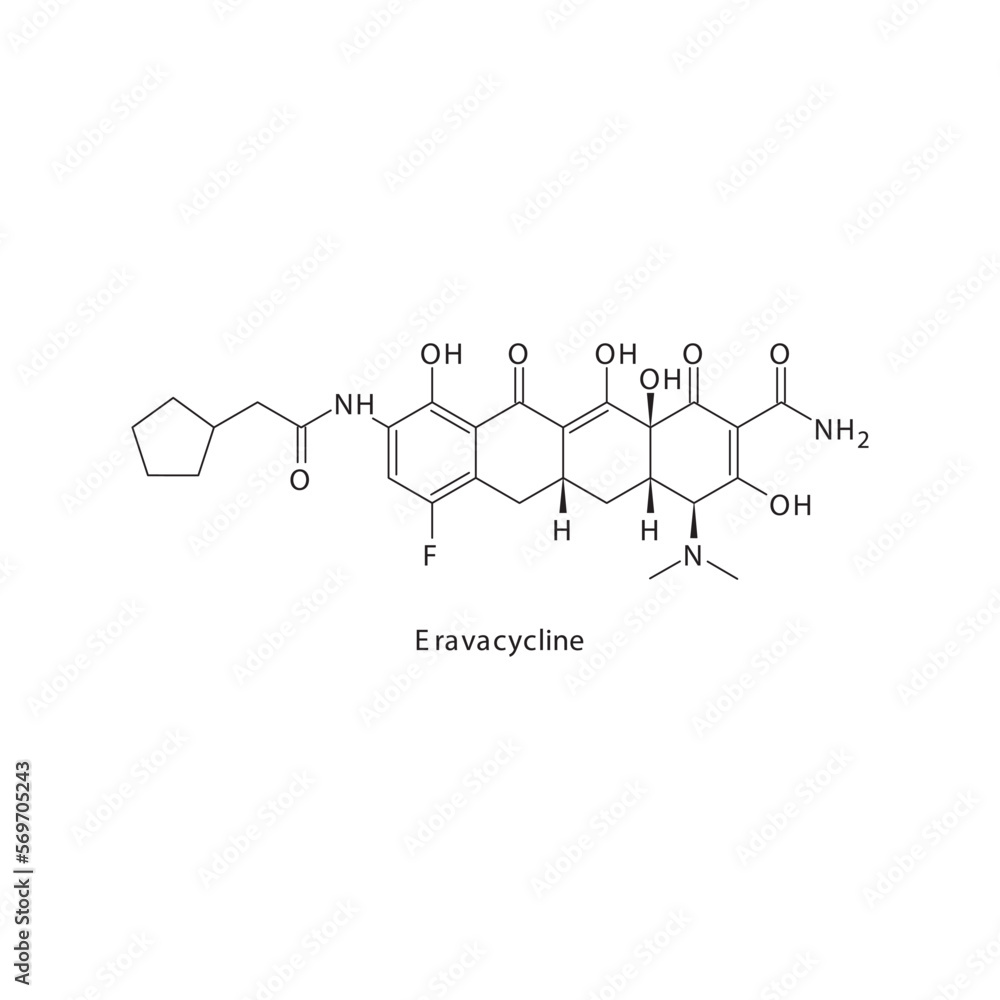 Eravacycline Flat Skeletal Molecular Structure Tetracycline Antibiotic