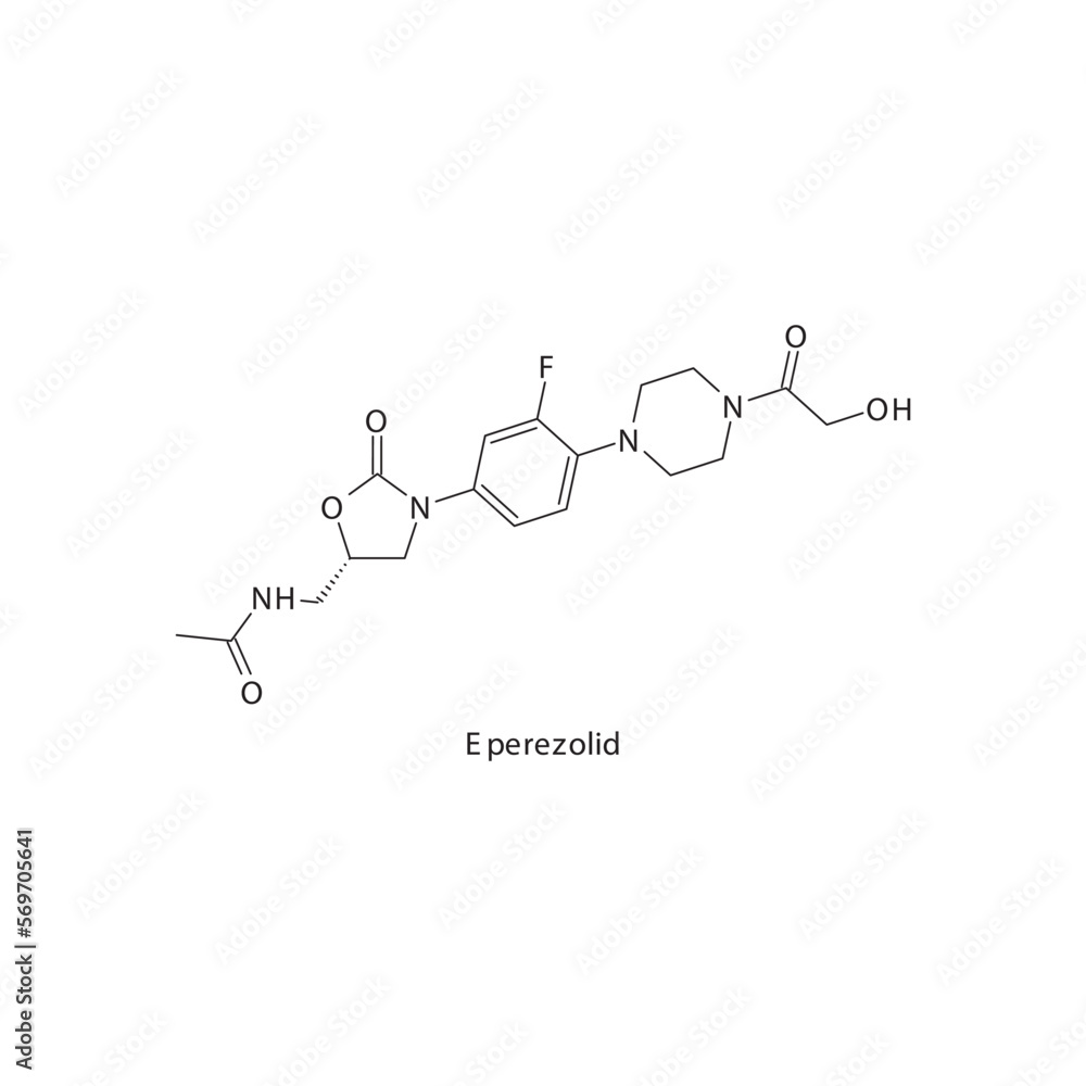 Eperezolid flat skeletal molecular structure Oxazolidone antibiotic ...