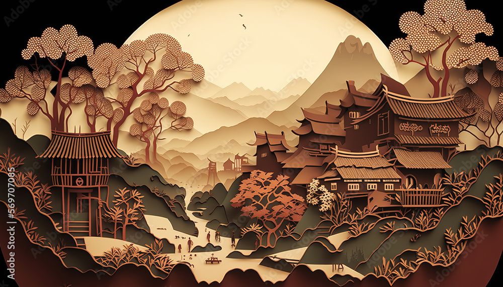 Traditional Chinese Village. Chinese Town. Small Town. Asian village ...