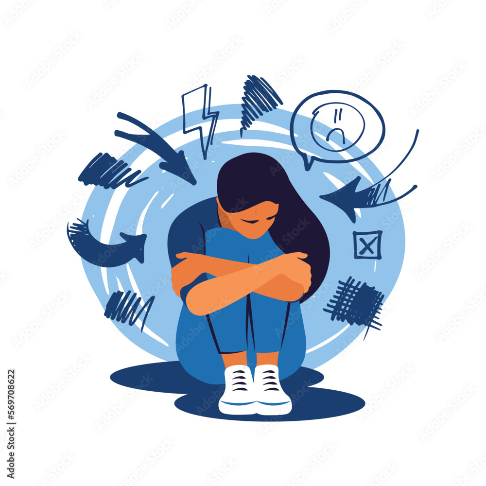 Mental disorder concept. Depression woman. Stress, despair, anxiety ... Mental disorder concept. Depression woman. Stress, despair, anxiety ...