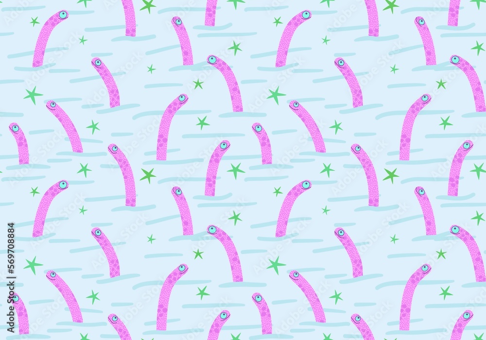 Cartoon sea ocean animals seamless spotted eel pattern for wrapping ...